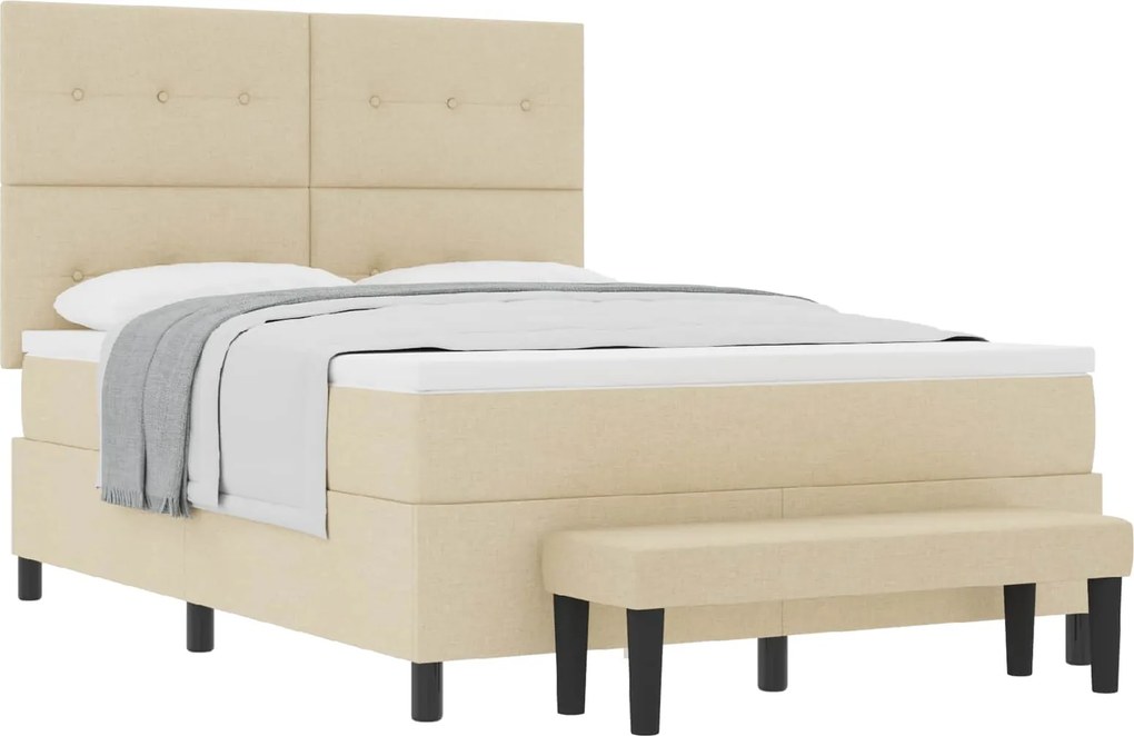 Postel s boxspringem s čelo Krémová 160 x 200 cm textil 3344084