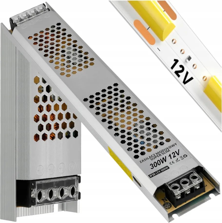 BERGE Tenký LED zdroj 12V - 300W - 25A - IP20