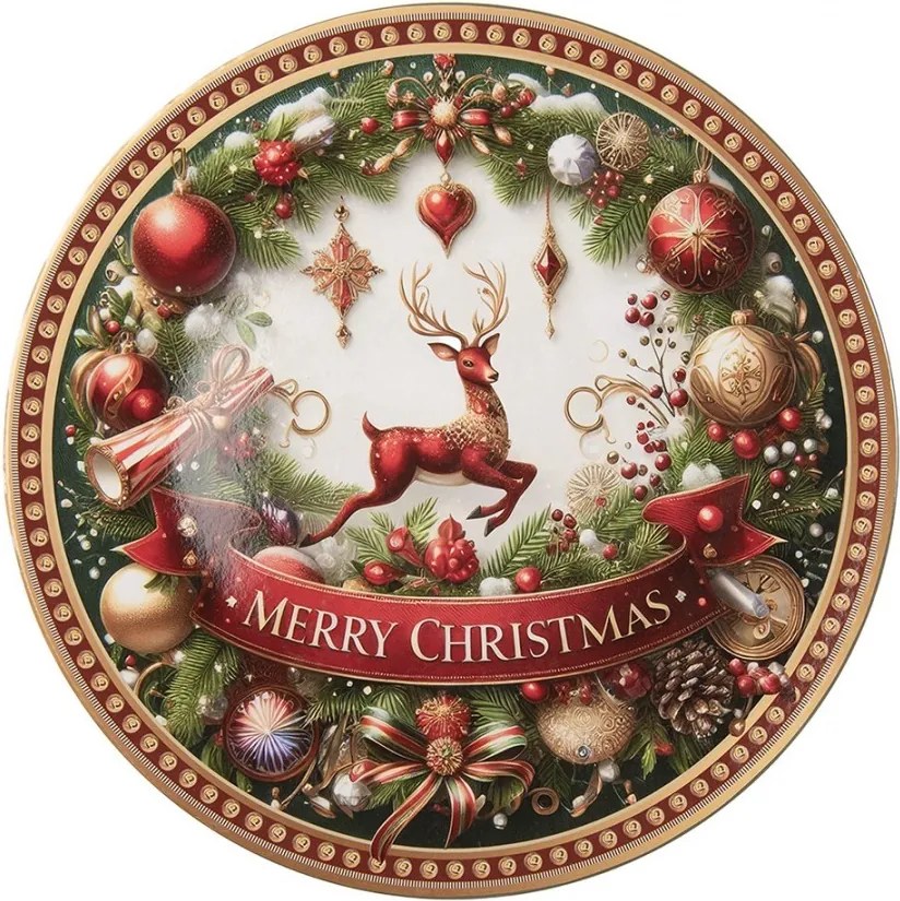 Vánoční servírovací umělý talíř Merry Christmas - Ø 33*1 cm
