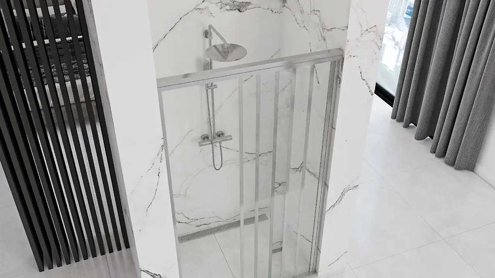 Posuvné sprchové dveře REA ALEX 90 cm pro instalaci do niky, chrom - bez vaničky
