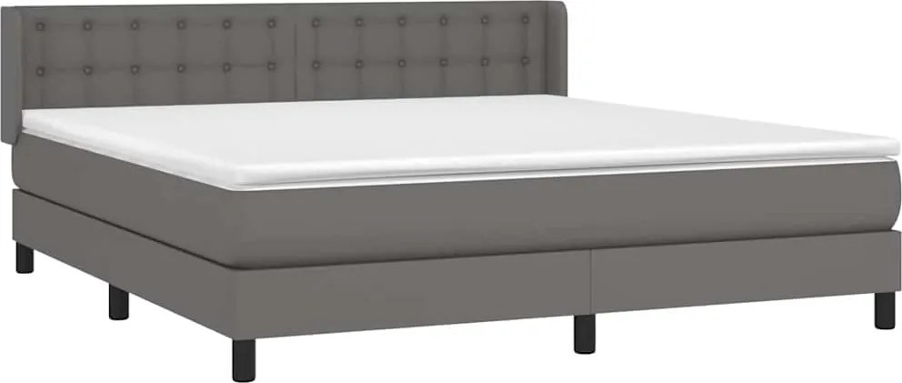 Box spring postel s matrací šedá 180x200 cm umělá kůže 3130797