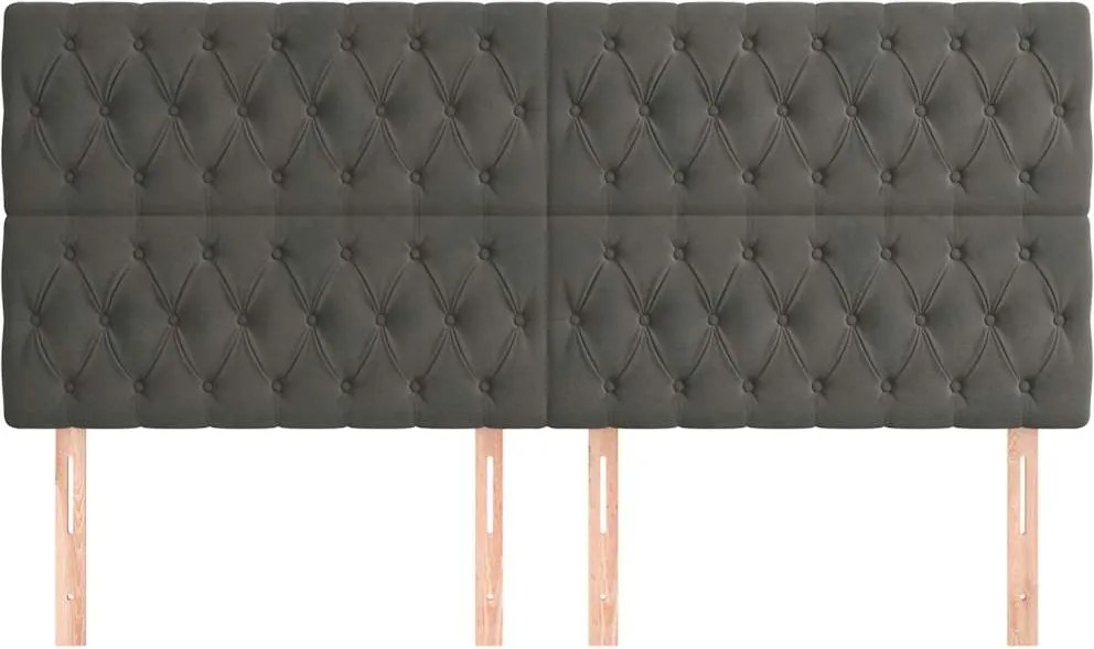 Čelo postele tmavě šedé 200 x 7 x 118/128 cm sametové 3116735