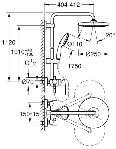 GROHE 26679001 - Sprchový systém VITALIO START 250 390 mm lesklý chrom