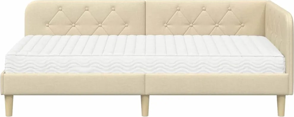 Rohový rám postele Krémová 90 x 190 cm textil 3394115