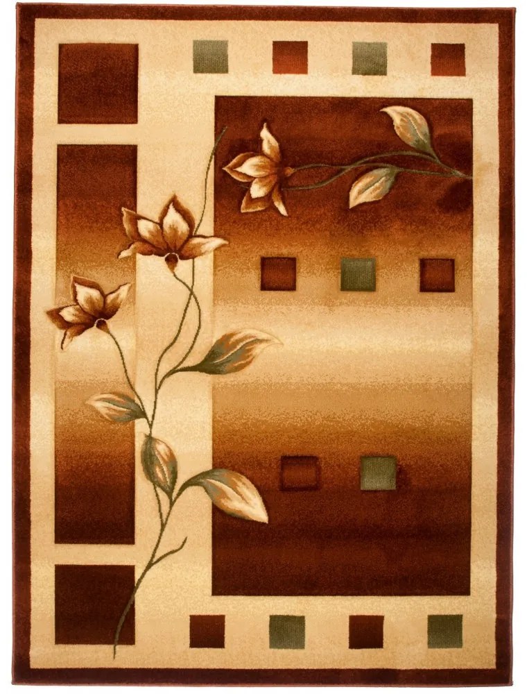 Kusový koberec Květy 2 hnědý, Velikosti 110x265cm