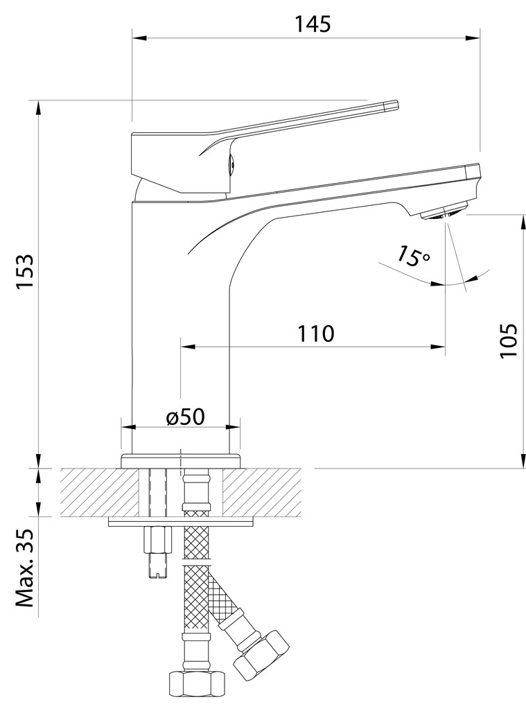 Aqualine Sintra umyvadlová baterie stojánková bez výpusti chrom SX002