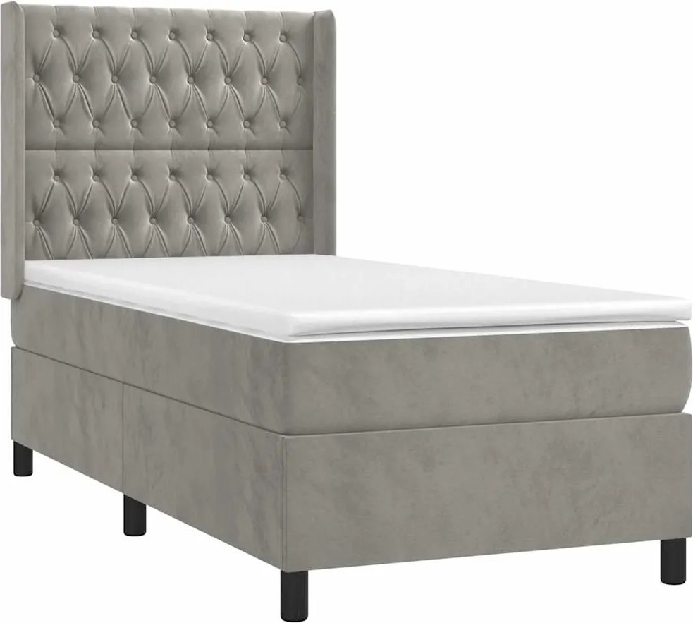 Box spring postel s matrací světle šedá 80 x 200 cm samet 3132825
