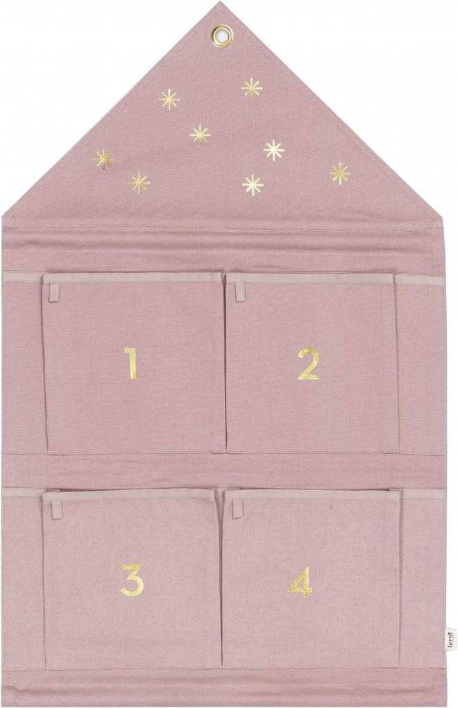 ferm LIVING Adventní kalendář House Rose, růžová barva, textil