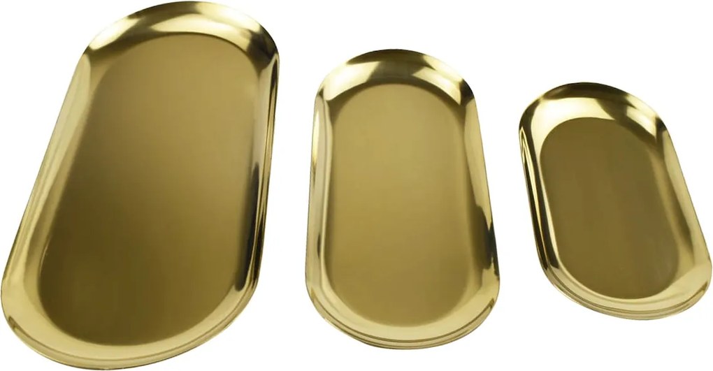 Sinsay - Sada zlatých servírovacích táců 3 pack - zlatá