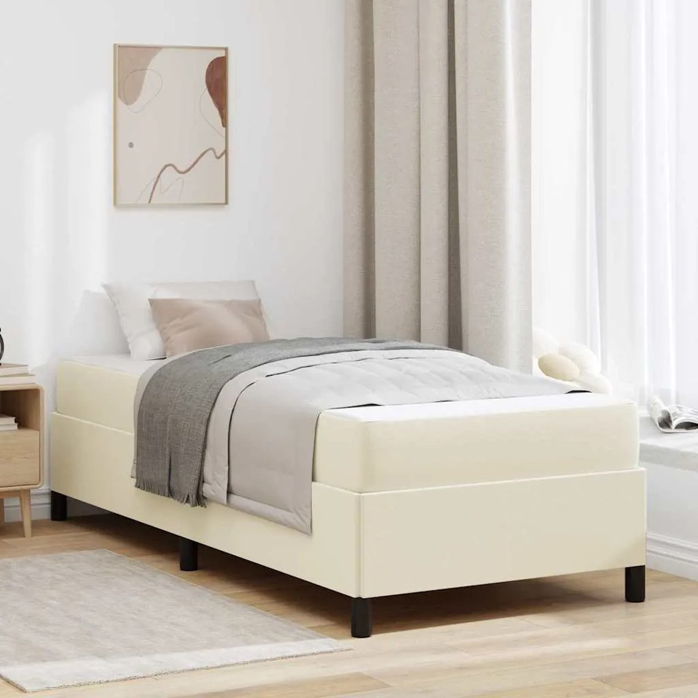 Rám postele s matrací Krémová 90 x 190 cm textil 3398976