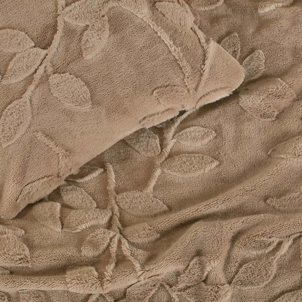 Goldea luxusní deka z mikrovlákna - hnědé lístky 150 x 200 cm