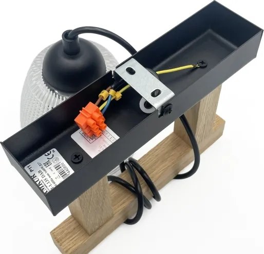 Lustr na lanku LEANDRA 1xE27/15W/230V dub/černá