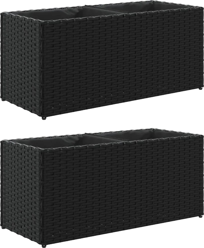 Zahradní truhlíky se 2 květináči 2 ks černé 72 x 30 x 32 cm 3210528