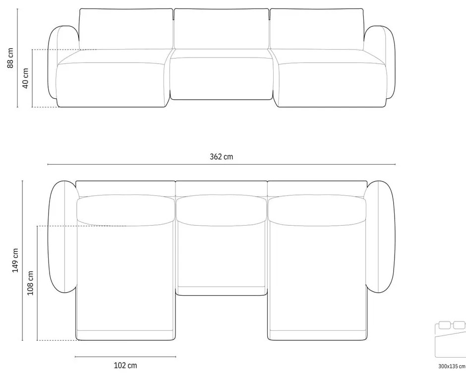 Béžová žinylková rozkládací/s úložným prostorem rohová pohovka (do "U") Tonale – Cosmopolitan Design