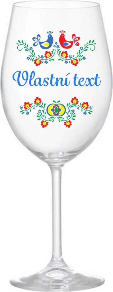 Personalizovaná čirá sklenice s folklórním vzorem