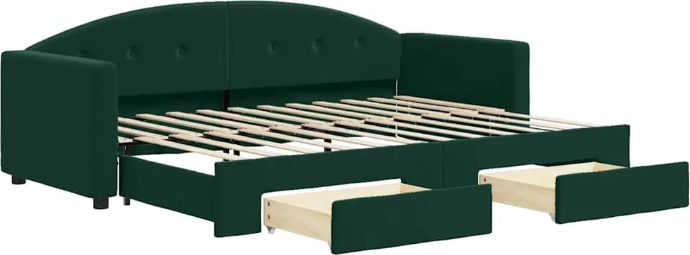 Válenda s přistýlkou a zásuvkami tmavě zelená 80 x 200 cm samet 3197344