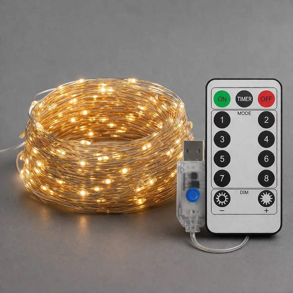 LED světelný závěs Mery, 3x3m, ovladač
