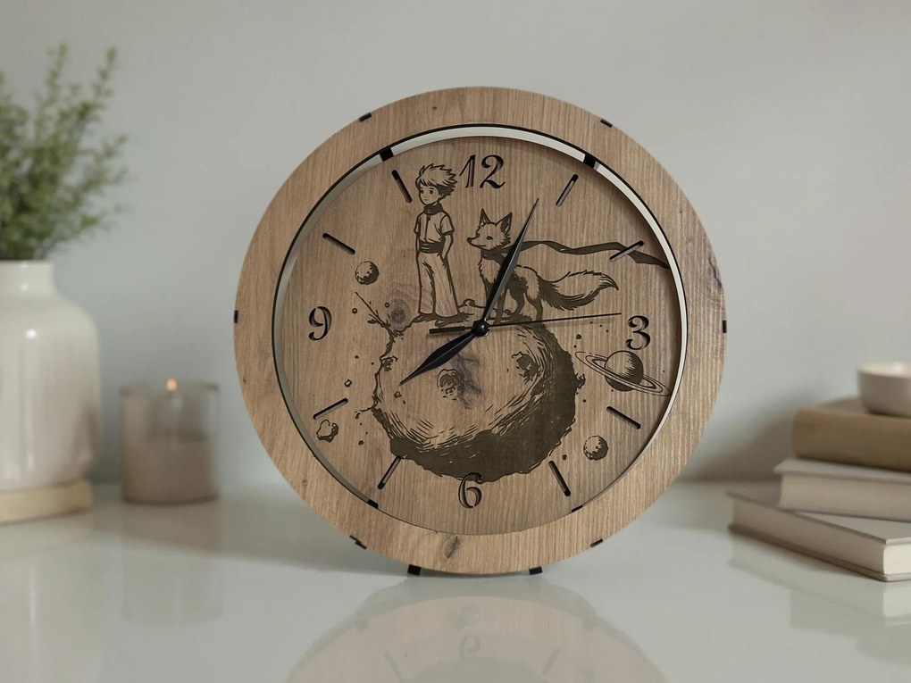 Li-Go "Malý princ" světelné hodiny 230V/12V/dub světlý velikost svítidla/hodin: 50 cm