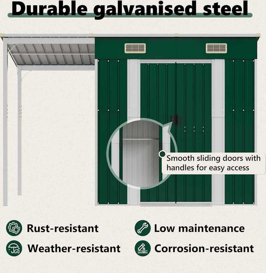 vidaXL Zahradní kůlna s prodlouženou střechou 277x107x181 cm [364524] Barva: Hnědá
