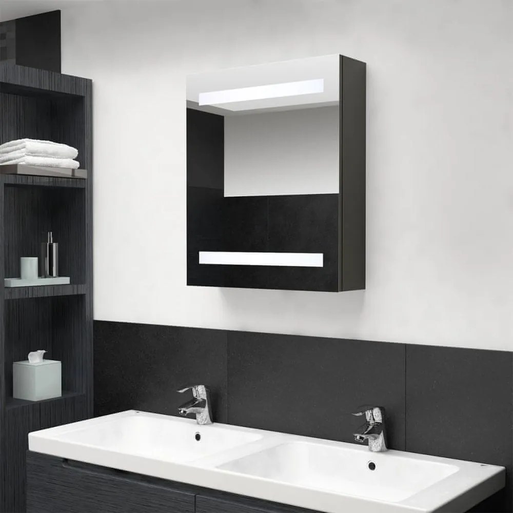 Petromila LED koupelnová skříňka se zrcadlem antracitová 50 x 14 x 60 cm