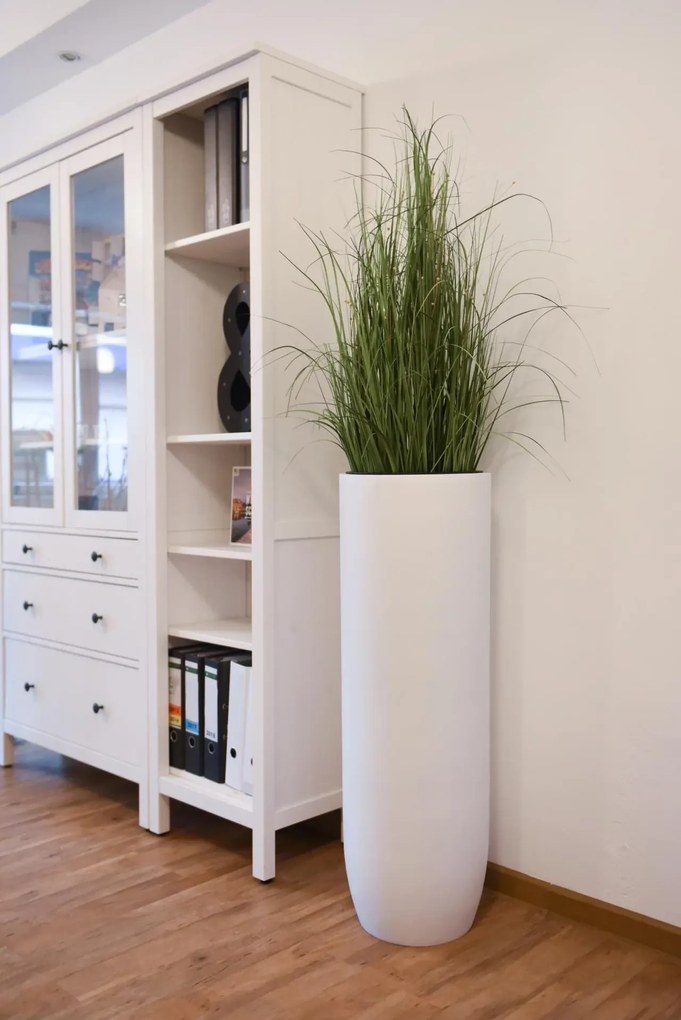 Květináč SOLERIO, sklolaminát, výška 100 cm, bílý mat, outlet