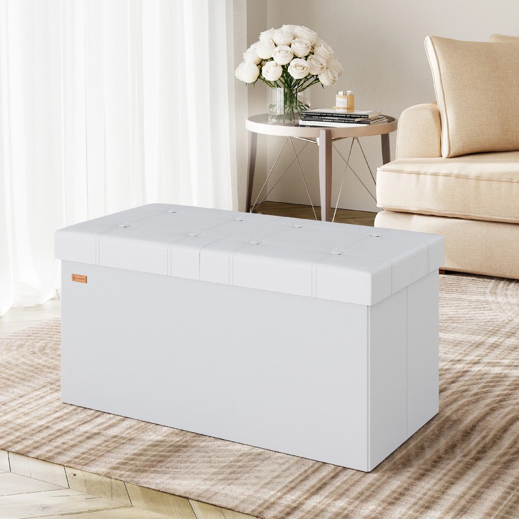 Lavice s úložným prostorem bílý 76x38x38cm s úložný prostor skládací