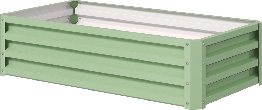 Outsunny Zvedený Záhon z Oceli, Zahradní Rámeček s Otevřeným Dnem pro Pěstování Zeleniny 120x60x30,5 cm na Balkon, Terasu, Květináč pro Květiny, Rost…
