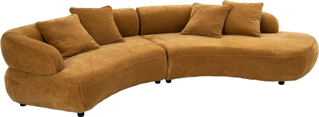 Luxusní 4místná zakřivená pohovka v okrové barvě se 4 polštáři Luxury – 320*106*73 cm
