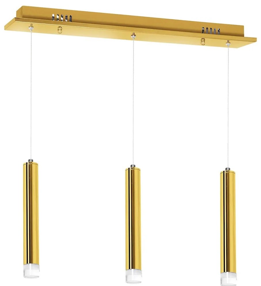 Závěsné svítidlo Goldie, 3x zlaté kovové stínítko, g