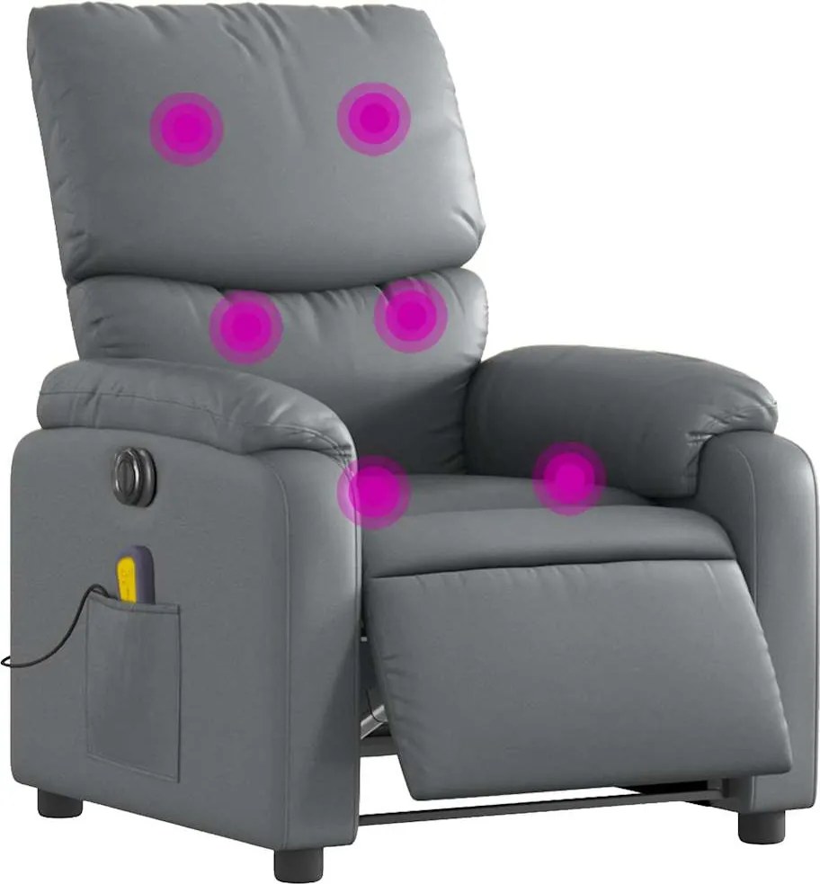 Elektrické masážní polohovací křeslo šedé umělá kůže 3204882