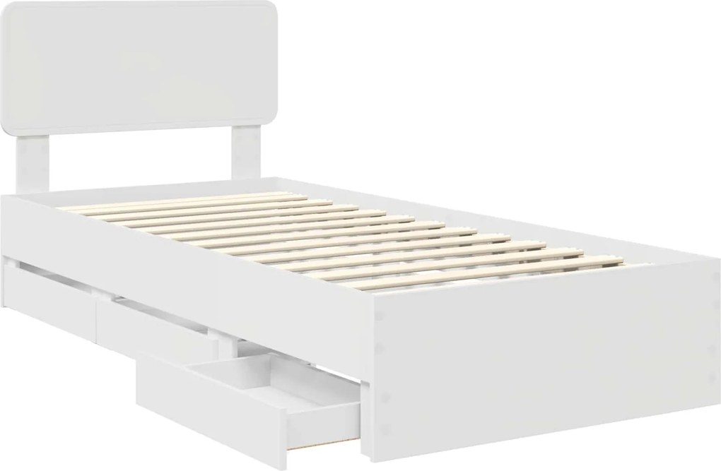 Rám postele se zásuvkou Bílá 100 x 200 cm Dřevěný materiál 3412213