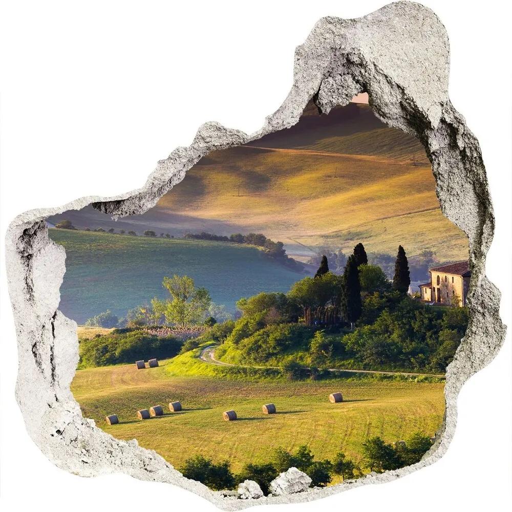 Wallmuralia Díra 3D ve zdi nálepka Toskánsko Itálie 75x75 cm