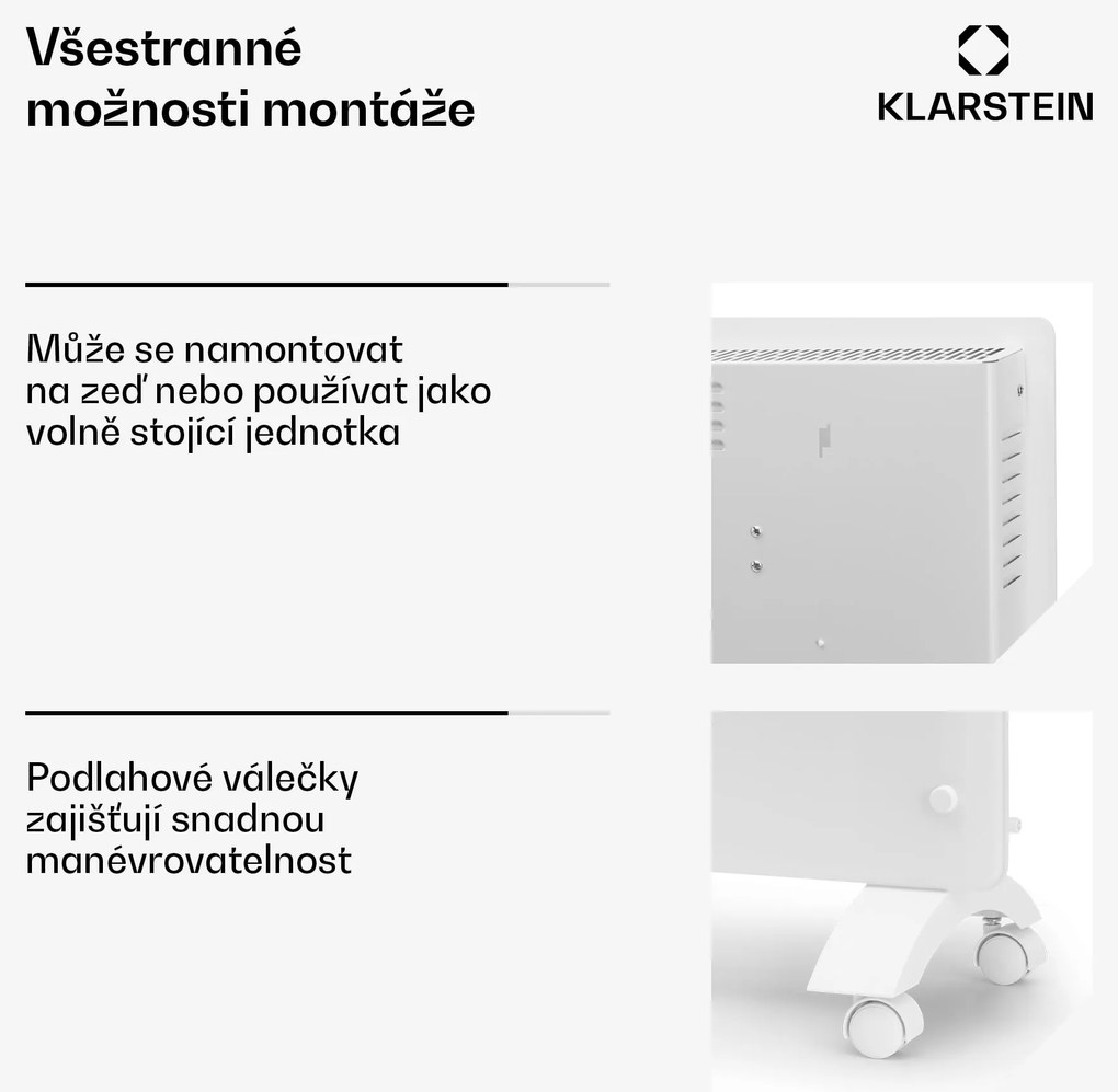 Klarstein Bansin Crystal Smart, konvektor, 1500 W, 5 - 50 °C, ovládání pomocí aplikace