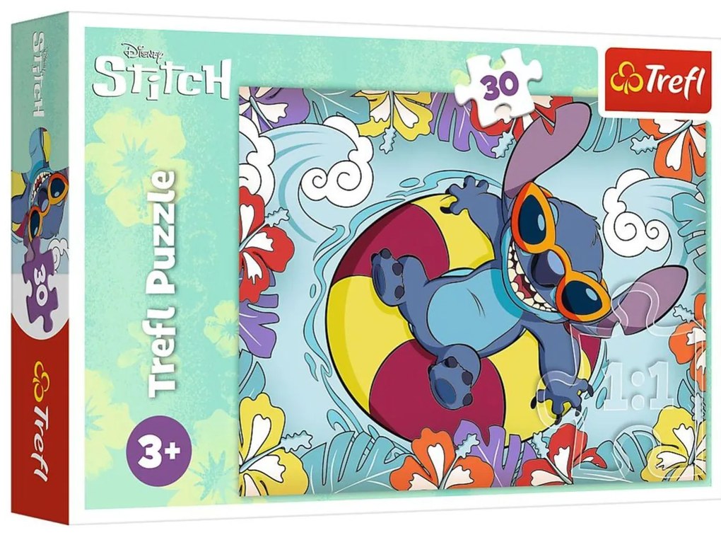 Trefl Puzzle Lilo&Stitch na dovolené 27x20cm 30 dílků v krabičce 21x14x4cm