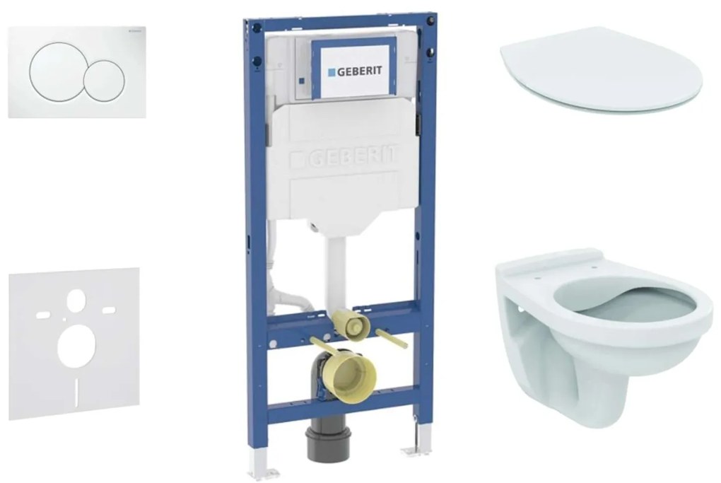 Geberit Duofix - Set předstěnové instalace, klozetu Alpha a sedátka softclose, tlačítko Sigma01, alpská bílá SANI11CD3100