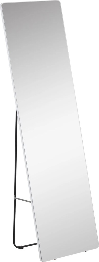 HOMCOM Zrcadlo v Celé Délce, 160 x 45 cm Podlahové Zrcadlo s Kovovým Rámem, Velké Stojací Zrcadlo do Obývacího Pokoje, Ložnice, Šatny, Chodby, Stříbrn