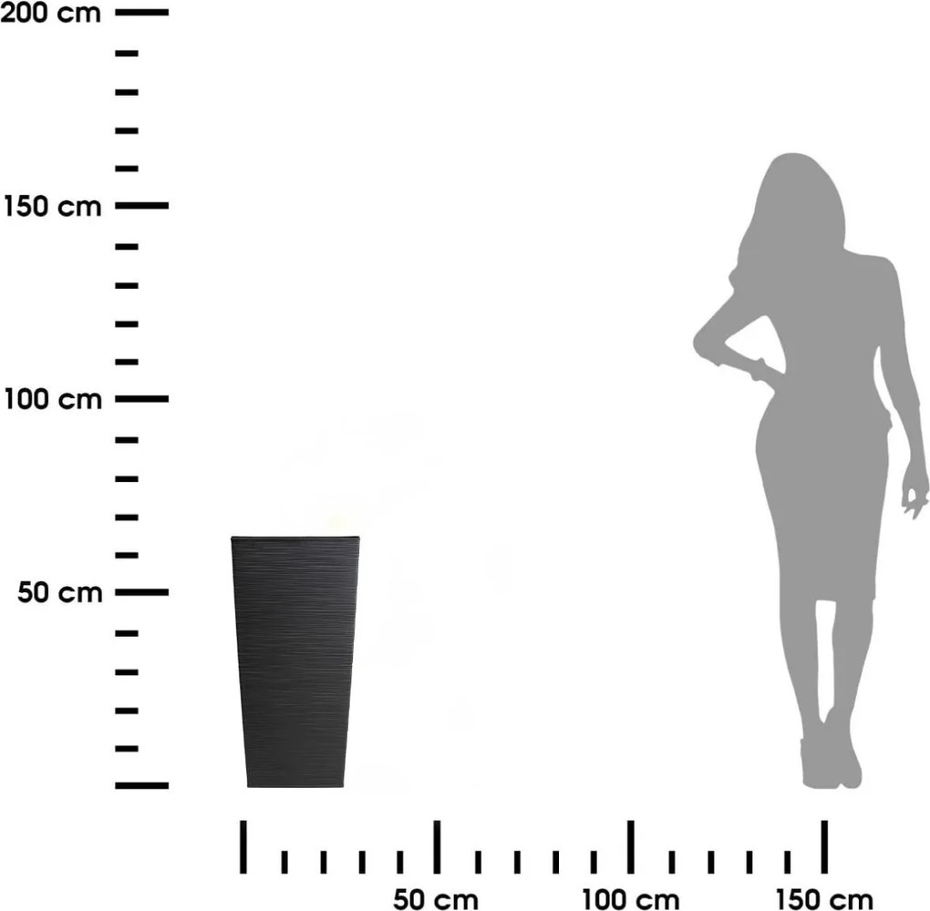 PLASTOVÝ KVĚTINÁČ PORTO RIFLO 67,5X35X35 CM ČERNÁ