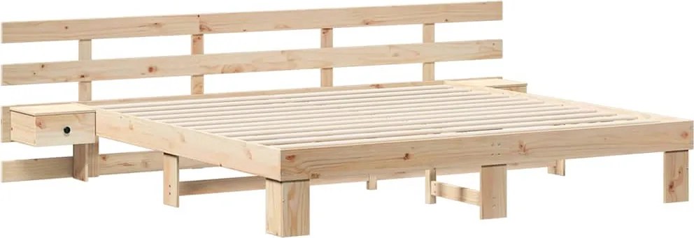 Rám postele s čelo Hnědá 200 x 200 cm Masivní borové dřevo 3385676