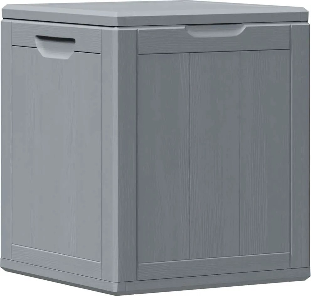 Zahradní úložný box 90 l šedý PP vzhled dřeva 151233