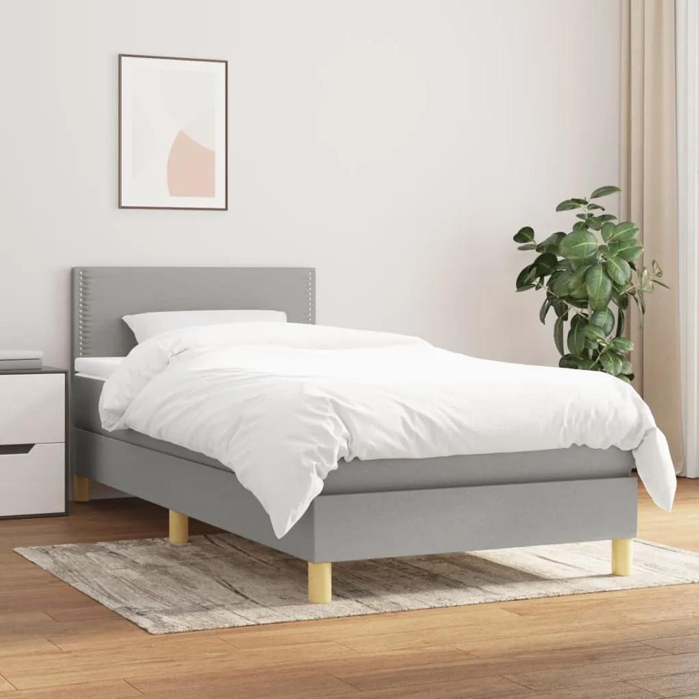 Box spring postel s matrací světle šedá 90x190 cm textil,  3140497