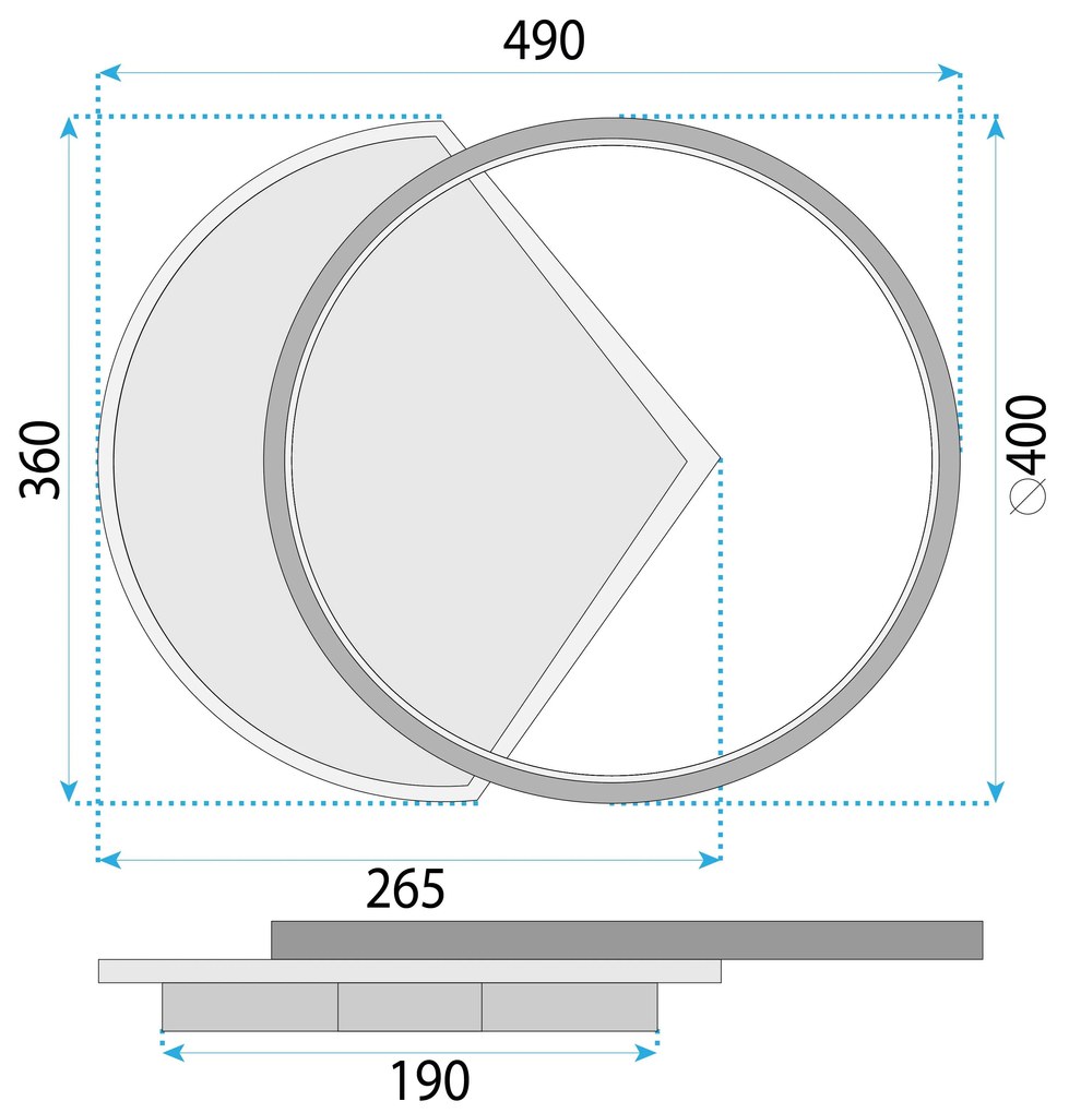 Toolight Toolight, stropní svítidlo 50cm, 30W, 3000K, LHJ076-C, černá-bílá, OSW-50037