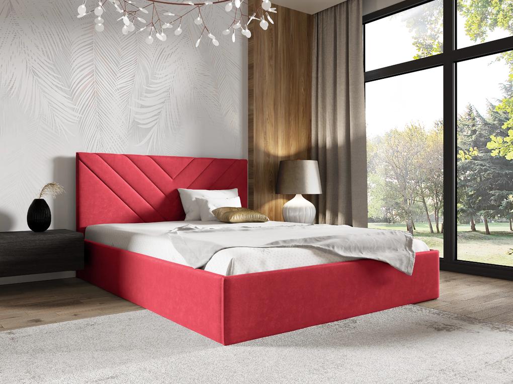 Eka Čalouněná postel LIZA 90x200 cm Barva látky Trinity: (2309) Červená, Úložný prostor: Bez úložného prostoru