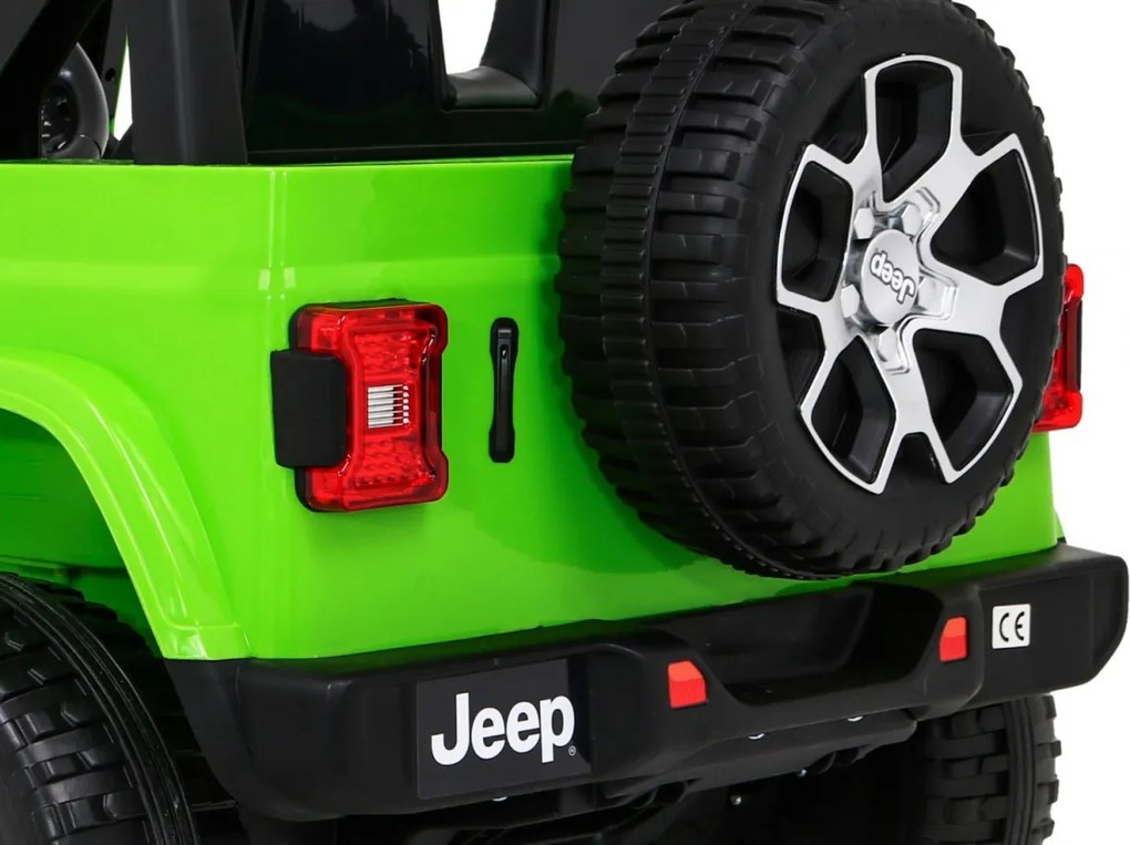 Ramiz Jeep Wrangler Rubicon elektrické auto pro děti zelené + dálkové ovládání + MP3 LED rádio + EVA kola