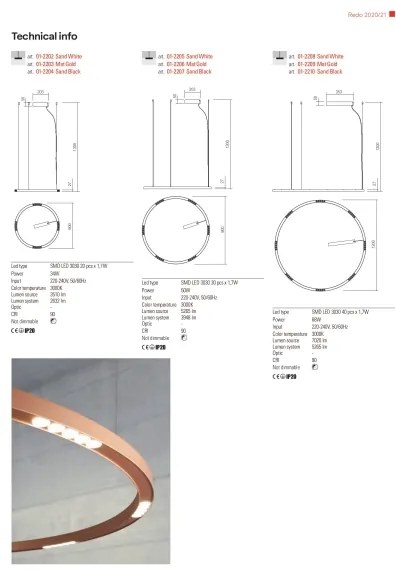 Redo 01-2202 - LED Lustr na lanku UNION LED/34W/230V 3000K pr. 60 cm bílá