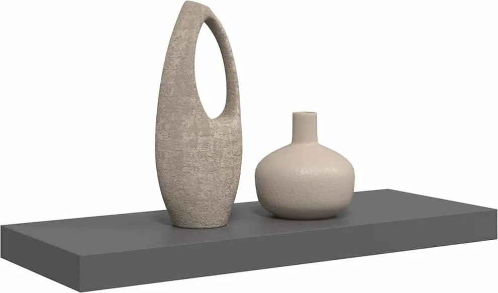 Plovoucí nástěnná police šedá vysoký lesk 60x23,5x3,8 cm MDF 323790