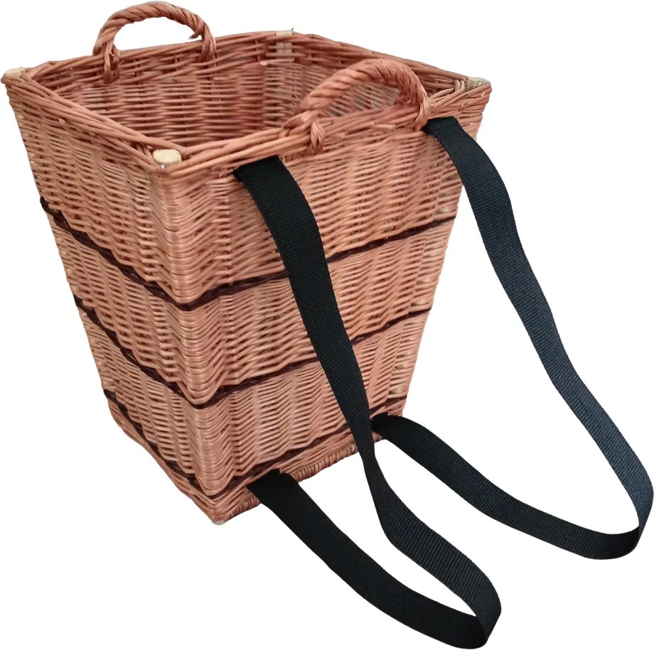 HRADIL H210 proutěý koš na dřevo hranatý světlý  s popruhem 38 x 45 cm Rozměry koše: Vrch 38 x 38 cm, celk. výška 49 cm