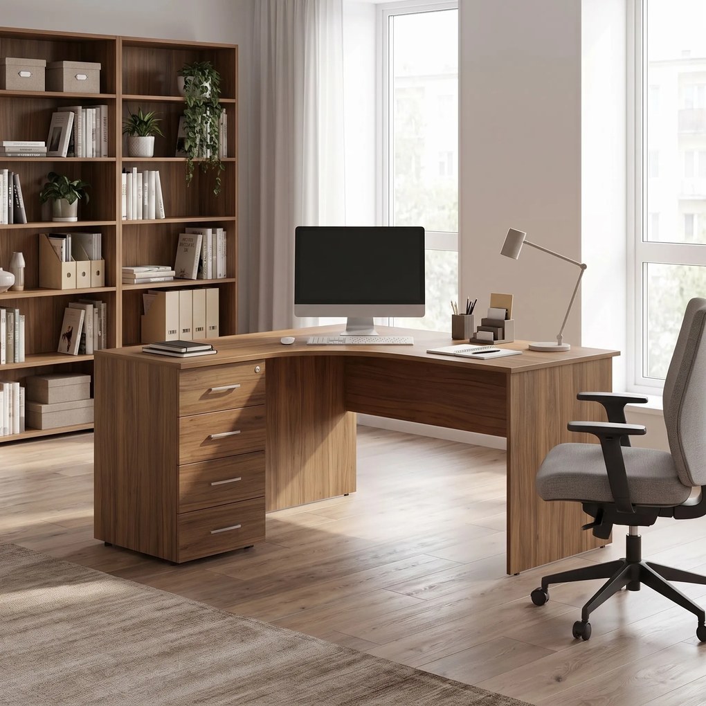 Ergonomický stůl Impress 160 x 90 cm, levý, ořech dijon