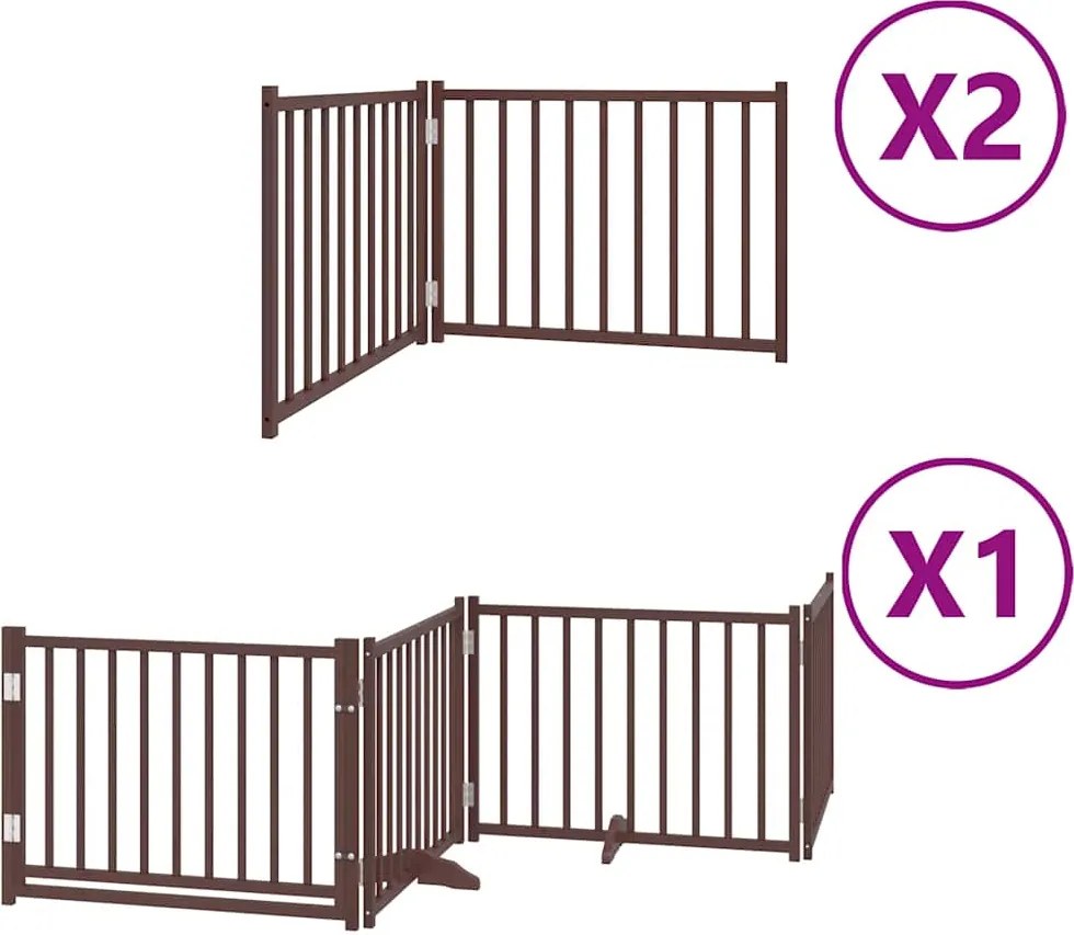 Zábrana pro psy s dvířky skládací 8 panelů hnědá 640 cm topol 3155746