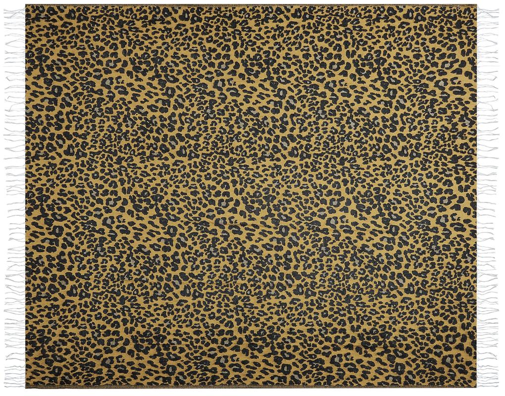 Deka leopardí vzor 130 x 170 cm hnědá/ černá JAMUNE Beliani