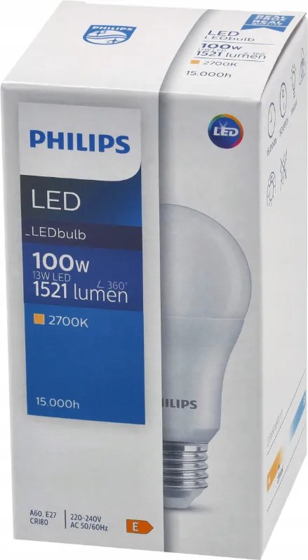 LED žárovka PHILIPS E27 a60 13w 1521lm 2700k - teplá bílá